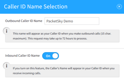 Configuring Caller-ID Settings | PacketSky